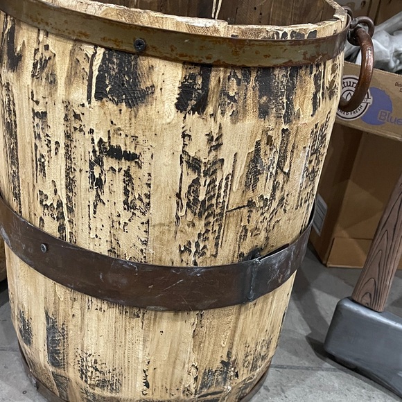 Accents | Rustic Wooden Barrel With Metal Accents | Poshmark